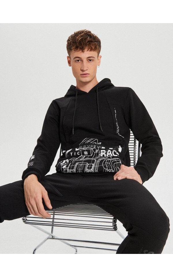 Hanorac techwear din țesături combinate, CROPP, XG624-99X